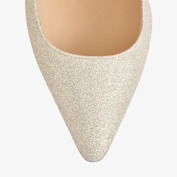 Jimmy Choo Romy 100 Glitter Pointy Toe Pumps In Platinum Ice - 50